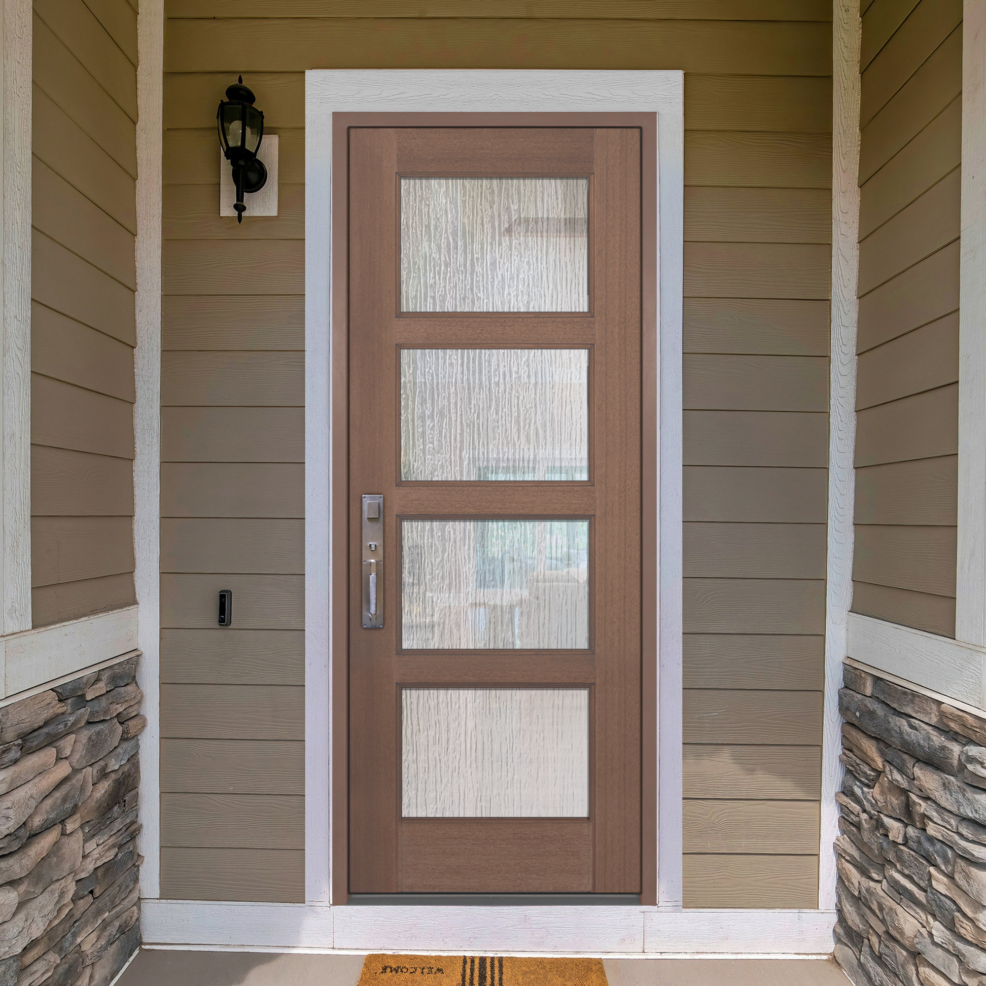 Knockety Continental 32'' x 96'' Glass Wood Front Entry Doors | Wayfair