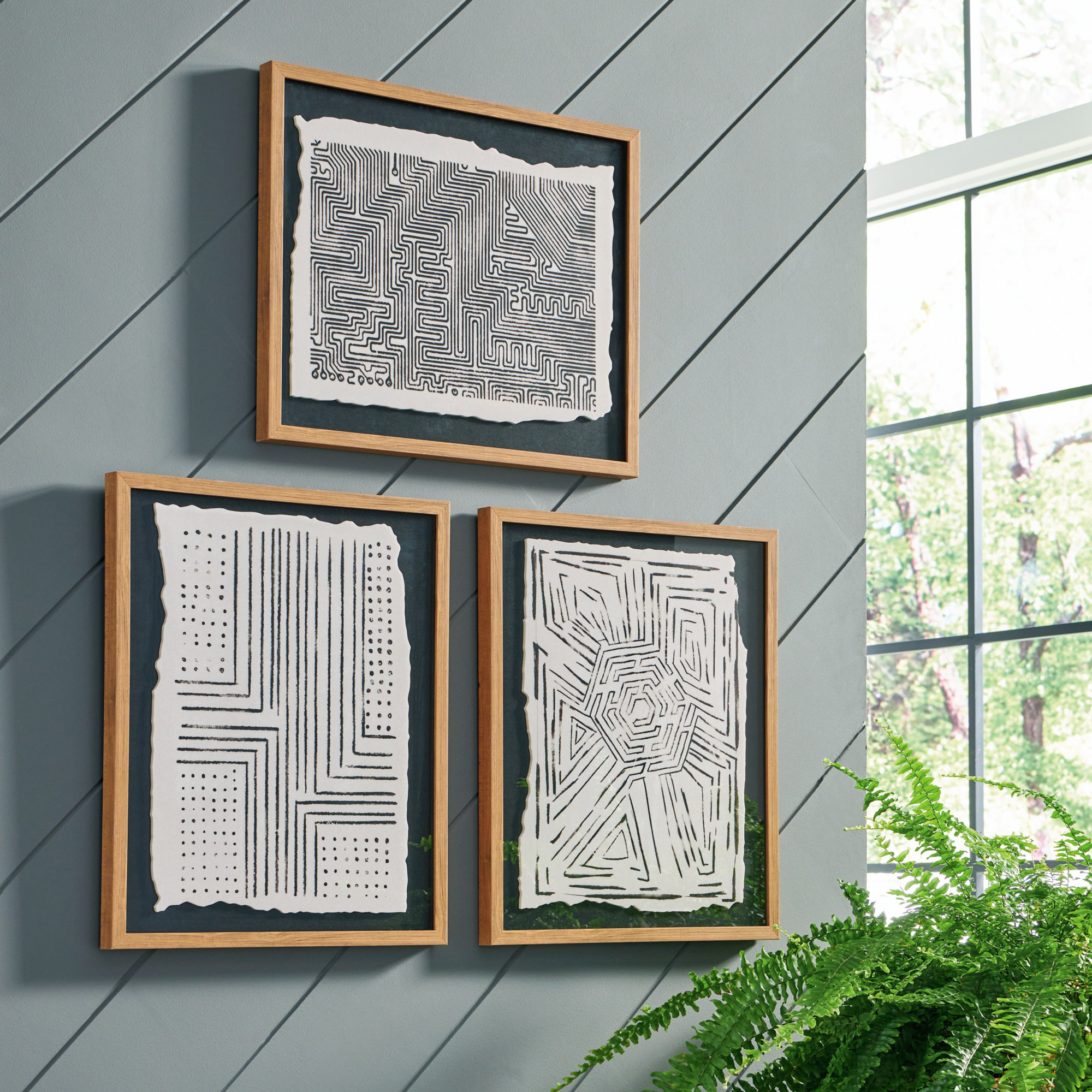 Wrought Studio™ 3 Piece Picture Frame Print Set on Glass | Wayfair