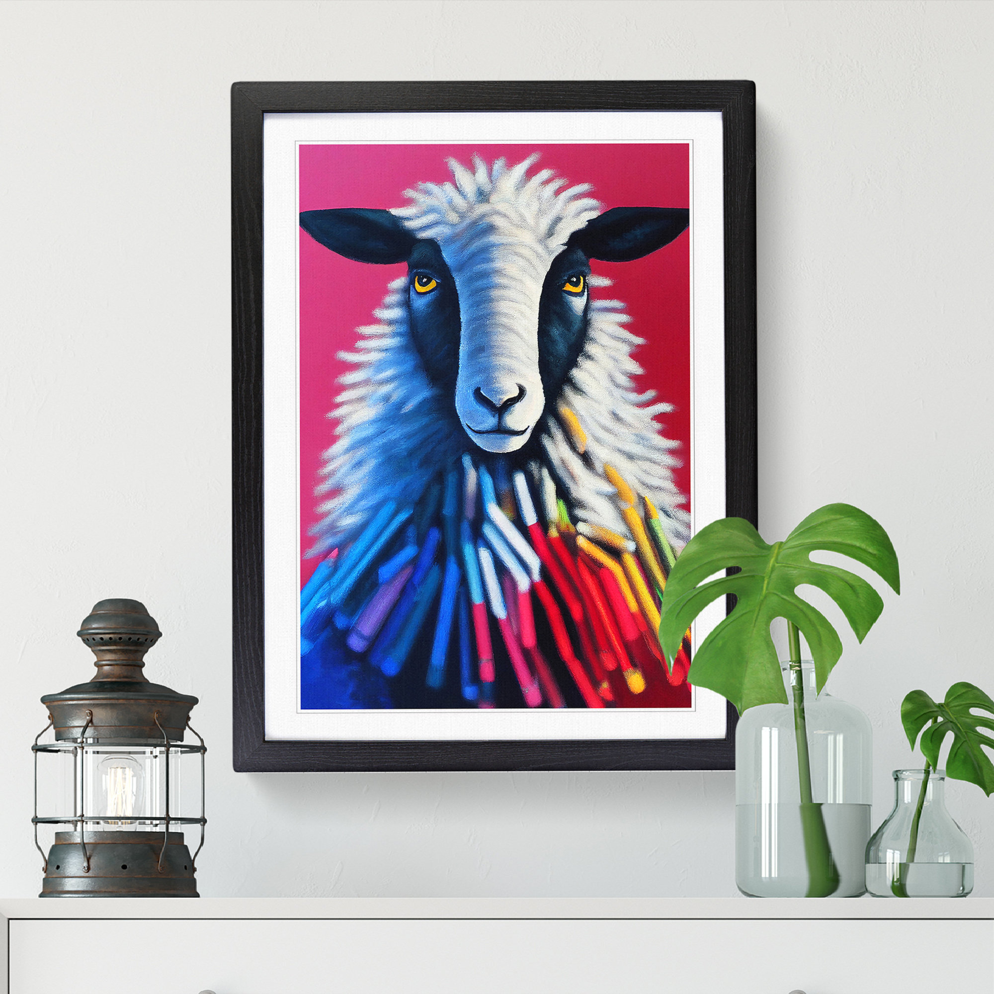 Brambly Cottage Sheep Crayon Art - Single Picture Frame Painting ...