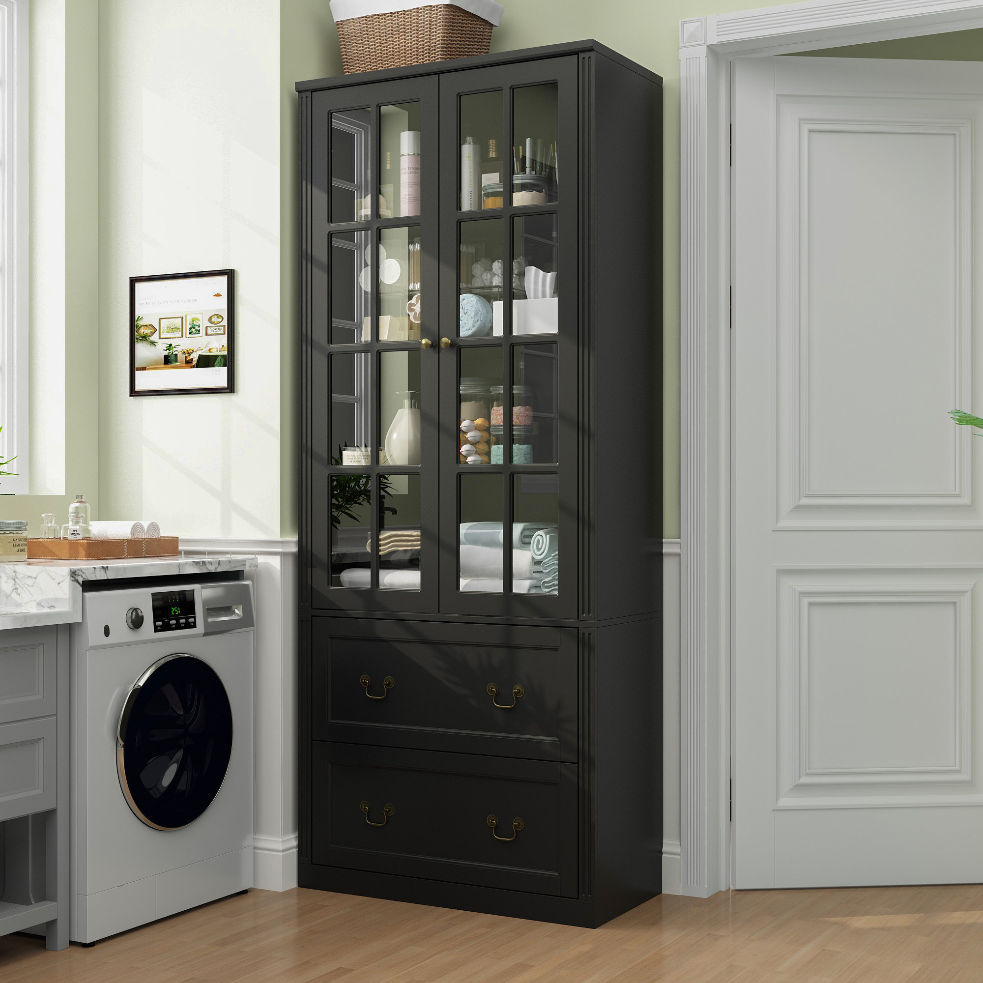 Rebrilliant Novka Freestanding Standard Linen Cabinet & Reviews | Wayfair