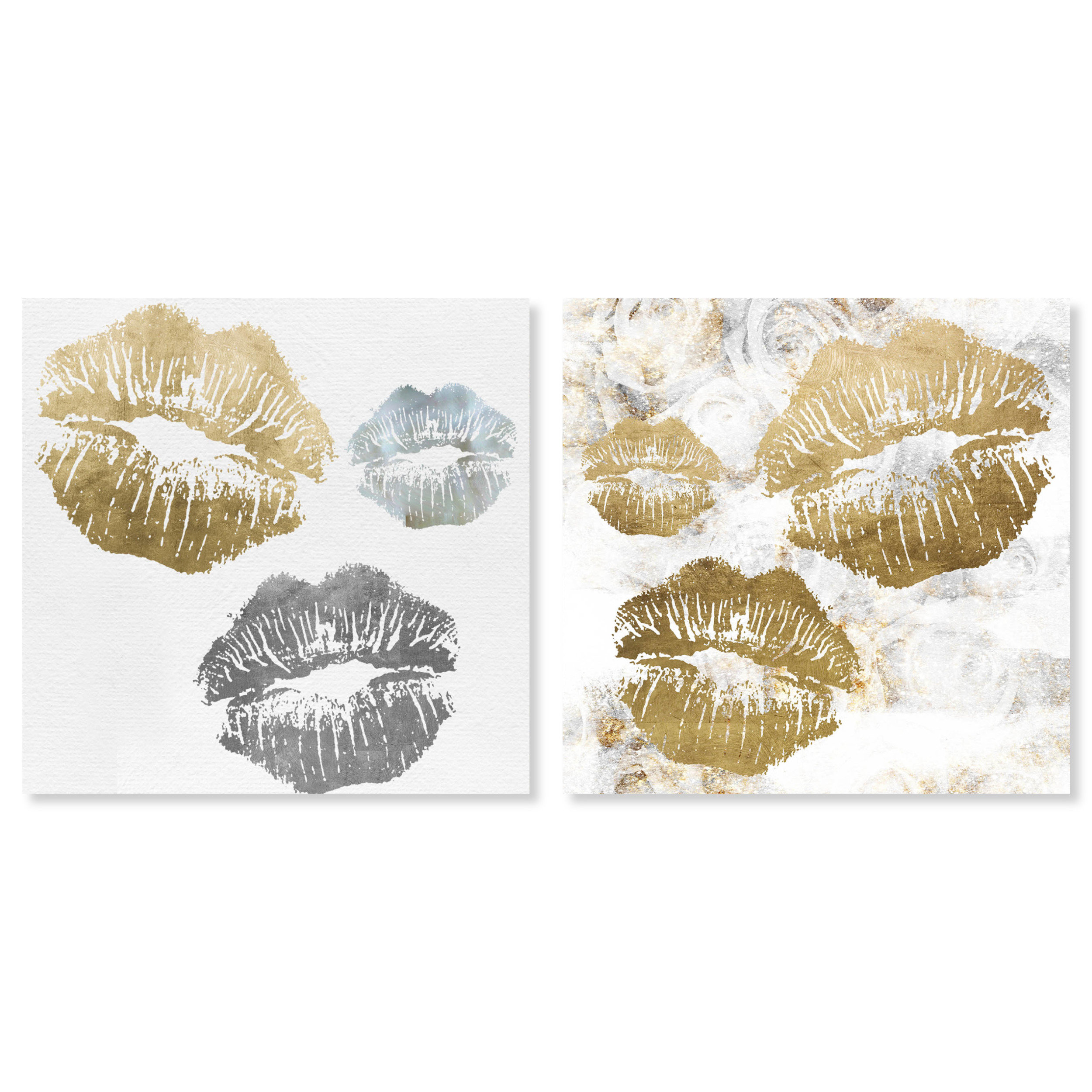 Oliver Gal Metallic Lips Pattern Glam Gold Canvas Graphic Art by Oliver ...