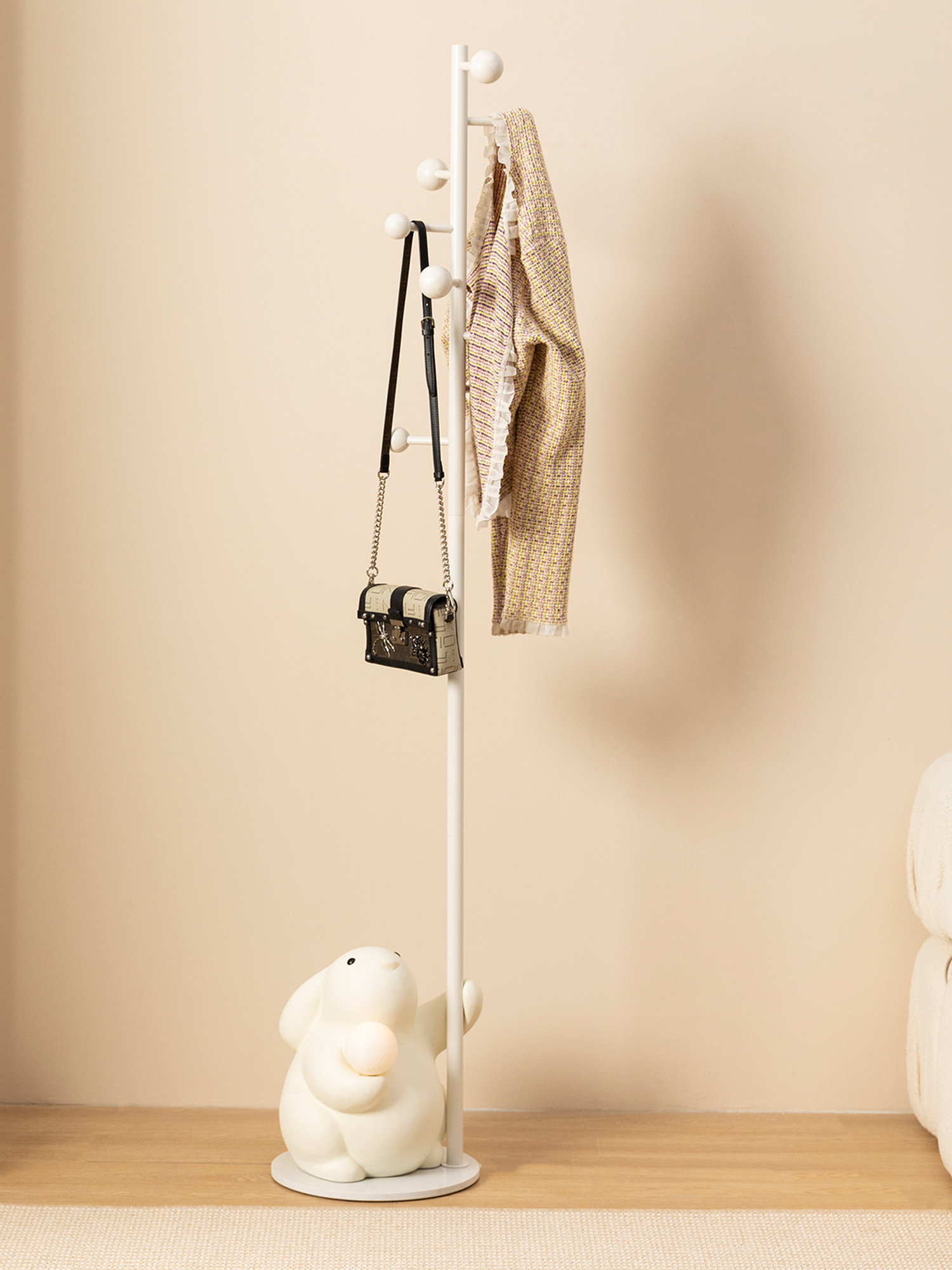 Trinx Karanja Metal Freestanding 8 - Hook Coat Rack with Marble Base ...