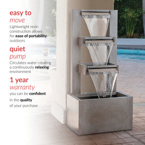 Millwood Pines Georgetown Metal Tiered Waterfall Fountain & Reviews ...