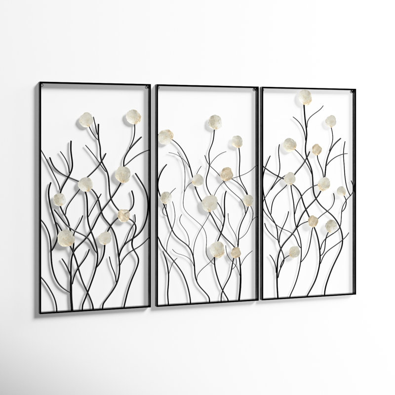 Laurel Foundry Modern Farmhouse® 3 Piece Natural Metal Floral and ...