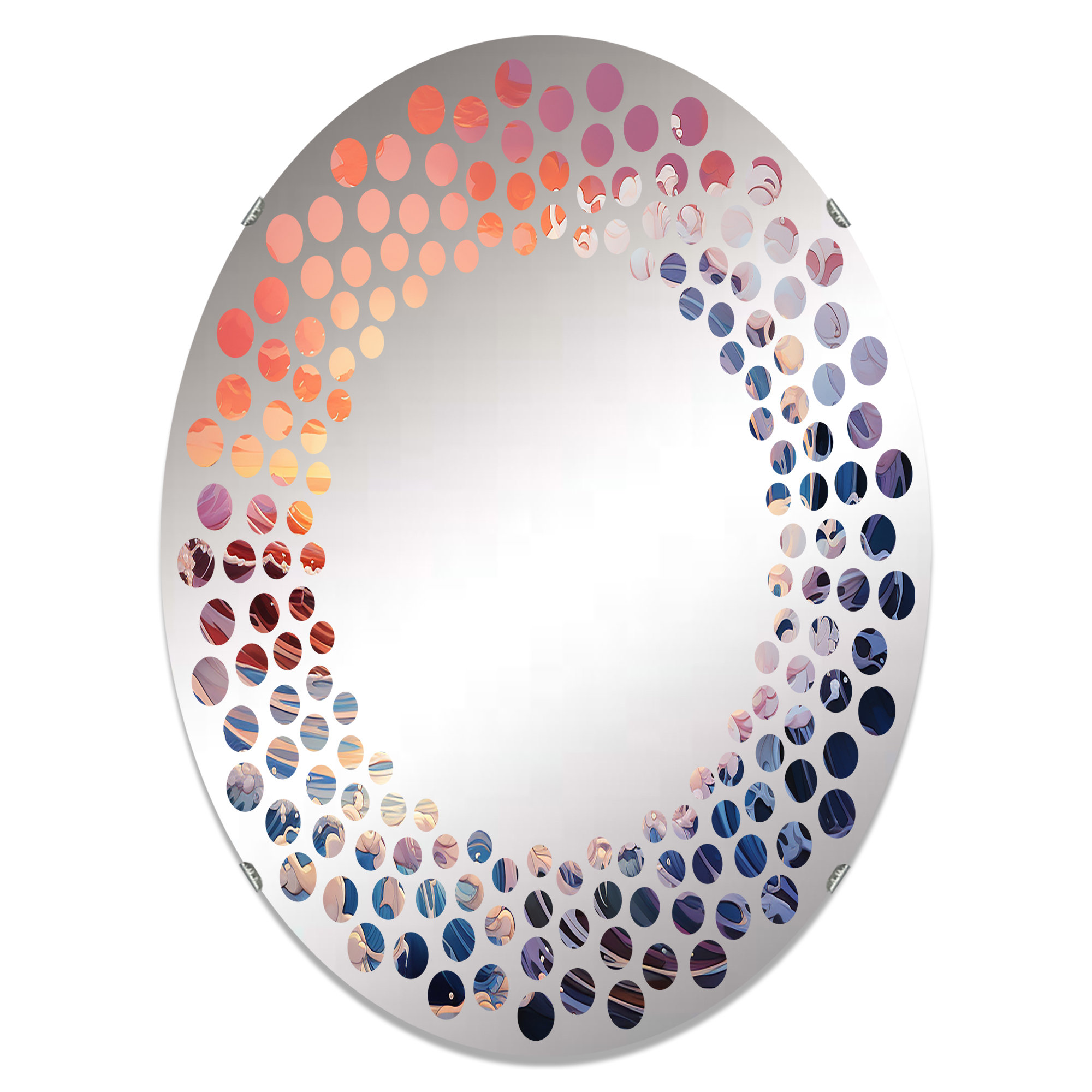 Design Art Japan Kanagawa Wave Sunrise I - Polka Dot Wall Mirror|Oval ...