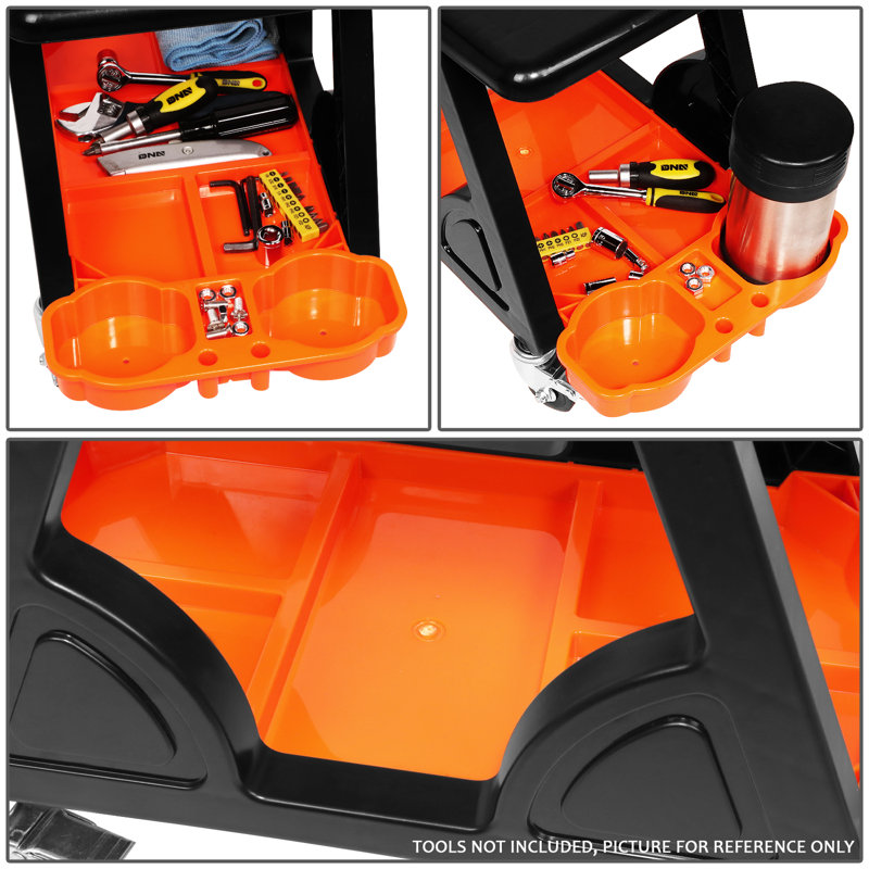 DNA Motoring Mechanic Stool Rolling Work Seat W/Swivel Wheels and ...