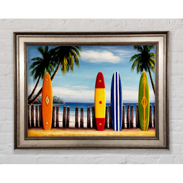 Bright Star Surfboards On The Fence - Single Picture Frame Print ...