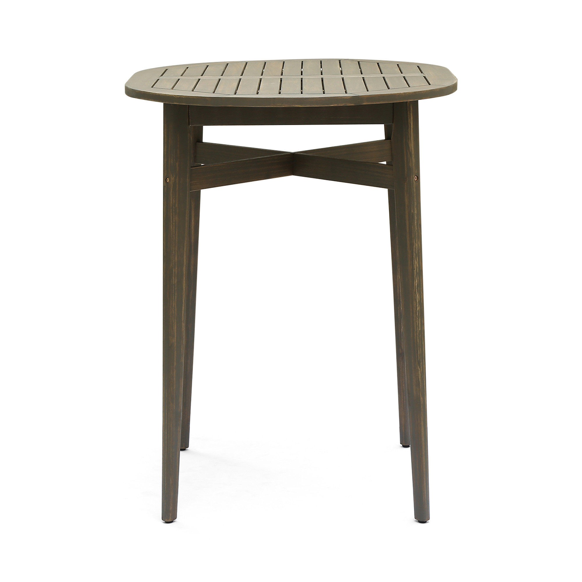 Dakota Fields Outdoor Minimalist Acacia Wood Square Bar Table - Dark ...
