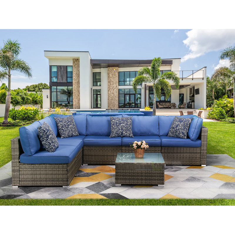 Wade Logan® Borreli 6 - Person Outdoor Seating Group with Cushions ...