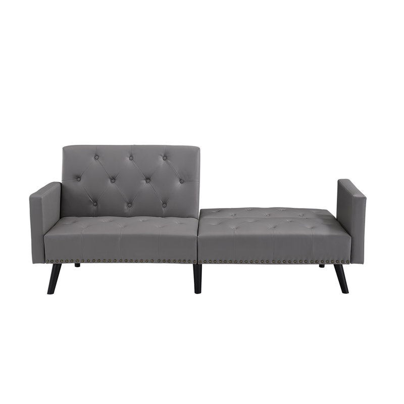 Williston Forge Sprague 75" Faux Leather Tuxedo Arm Sofa with ...