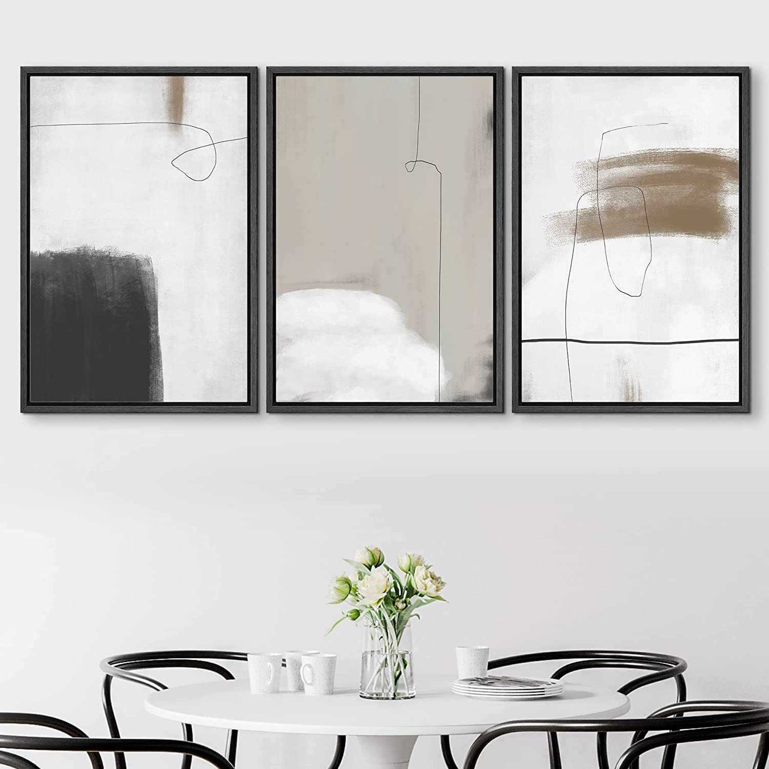 SIGNLEADER Framed Canvas Print Wall Art Set Grunge Dark Watercolor ...