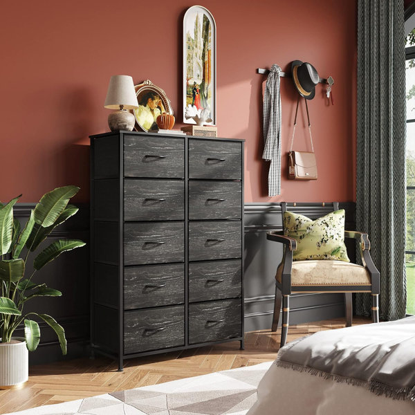 Ebern Designs Bedroom Tall Dressing Table With 10 Drawers, Chest Of ...
