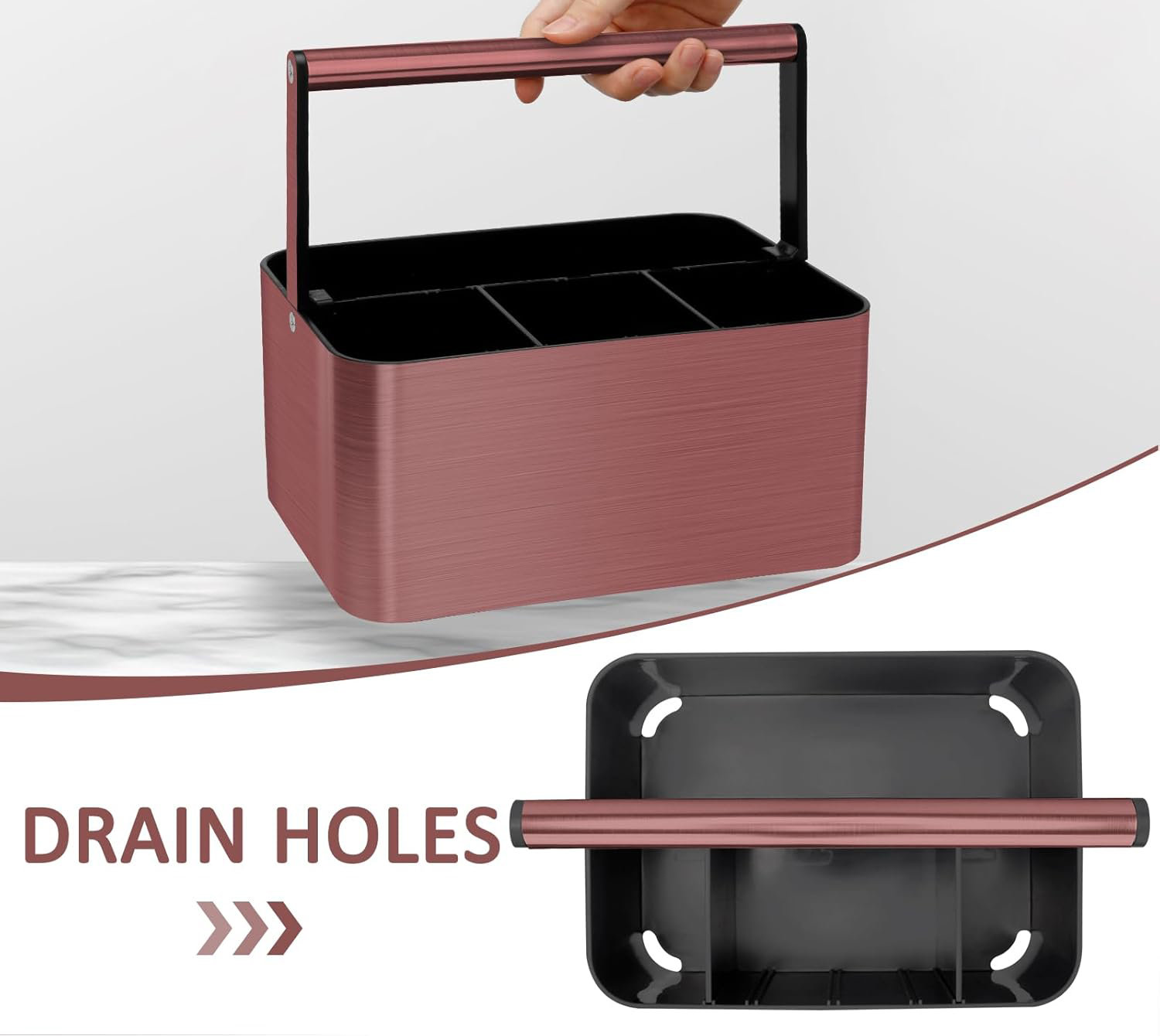 Rebrilliant Portable Copper Shower Caddy with Handle Devided Shower ...