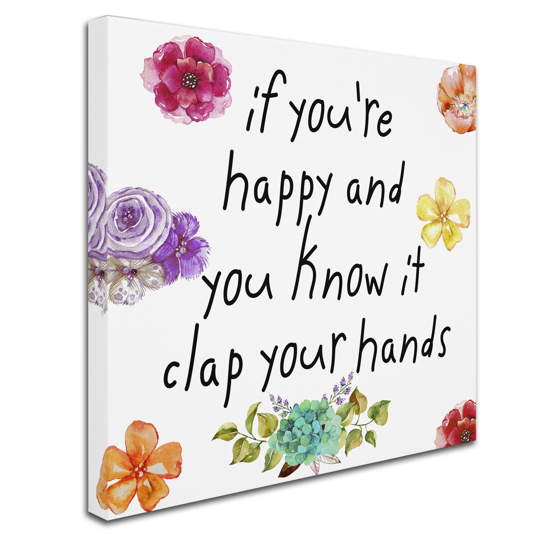 Trademark Fine Art 'Happy' by Color Bakery Textual Art on Wrapped ...