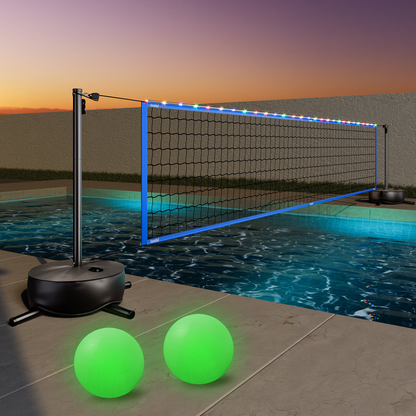 OXYGIE Pool Volleyball Net Games Set With Ball Adjustable Up To 32 Feet ...