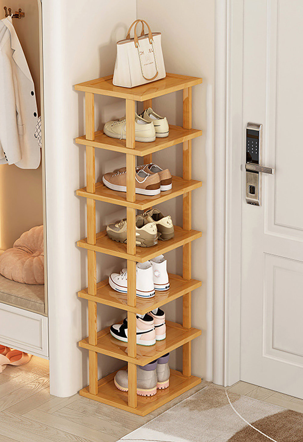 Lark Manor™ Bamboo Shoe Rack, Vertical Shoe Rack For Small Spaces, Shoe ...