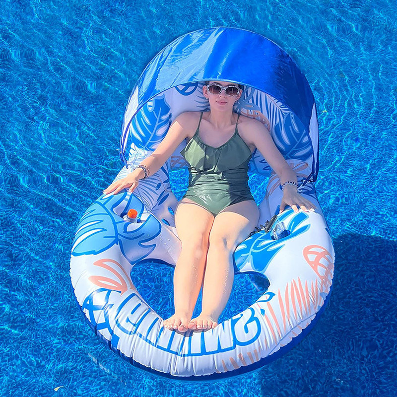 Fairub Inflatable Pool Float Chair, Pool floaties for Adults with Shade ...