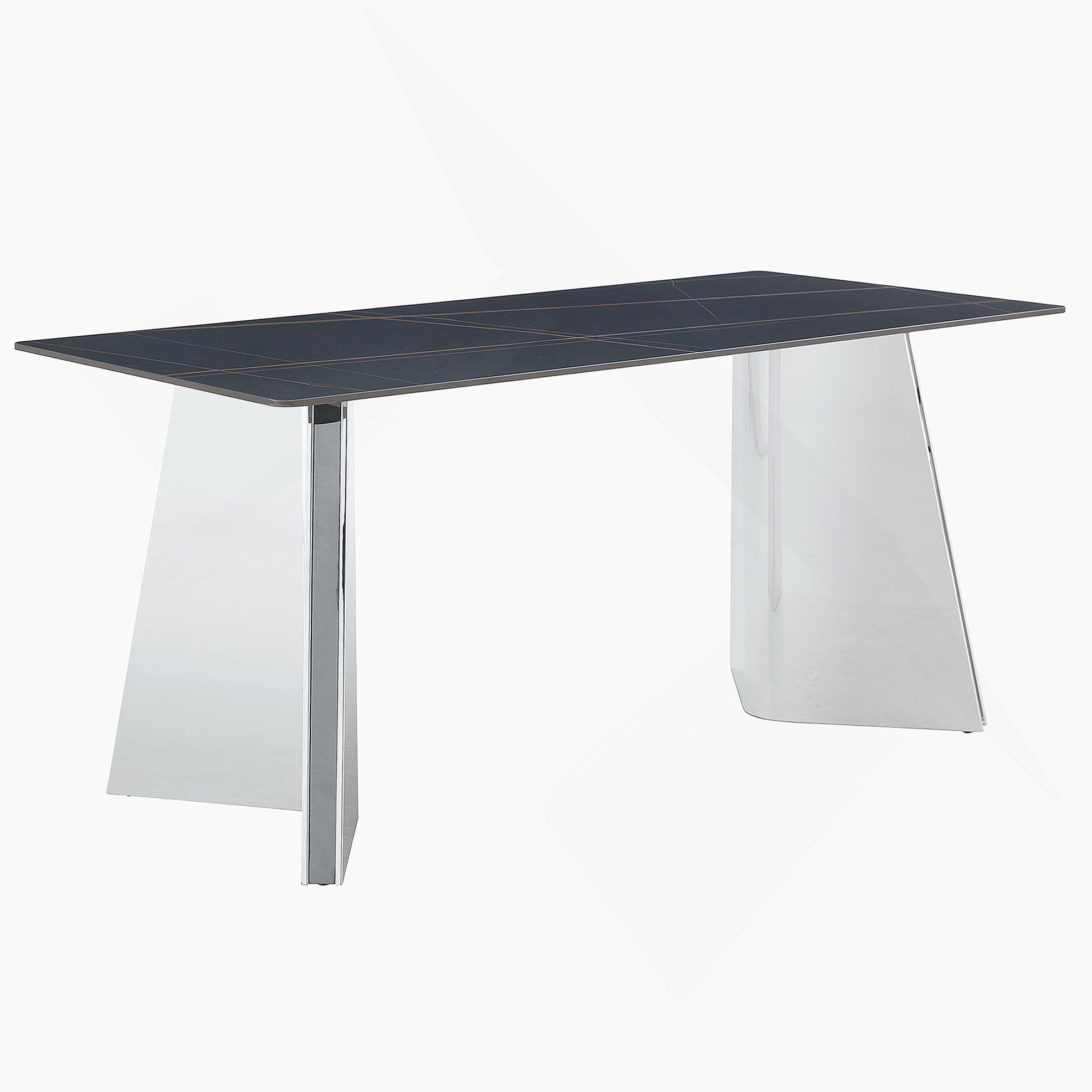 Wrought Studio™ 63"X31.5X30" Black Marble-Patterned Slab Dining Table ...