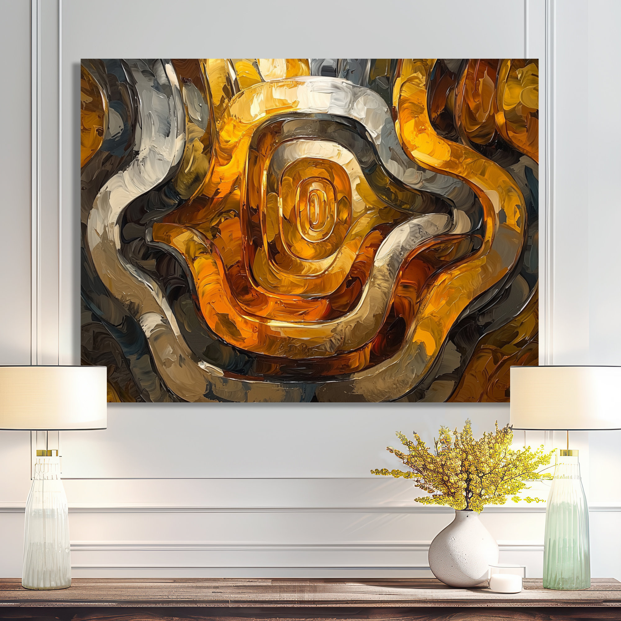 Ivy Bronx Lupo Coper And Metal Prismatic Maze I - Abstract MidCentury ...