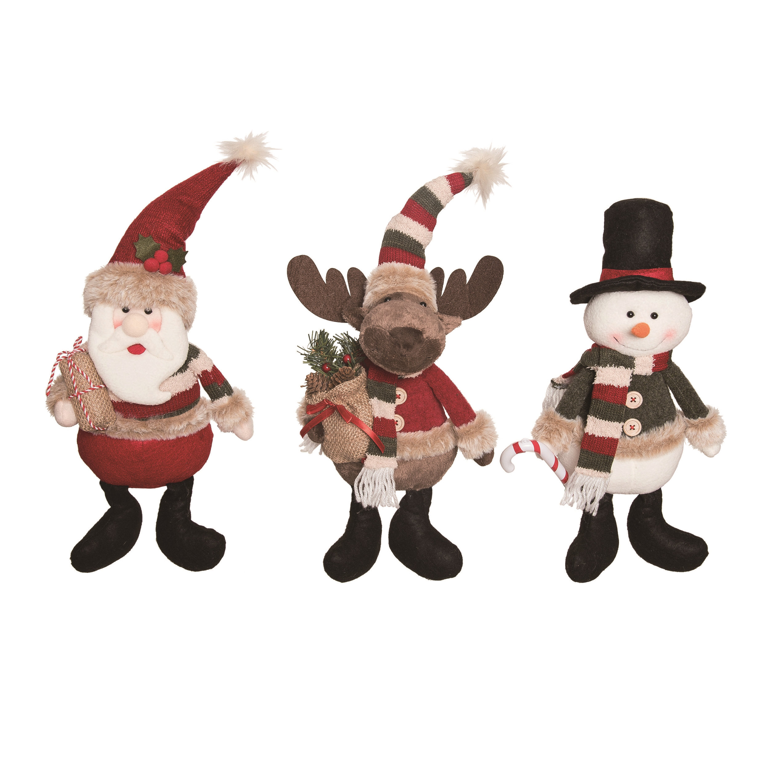 The Holiday Aisle® Christmas Plush Crafted Character Sitter Set of 3 ...