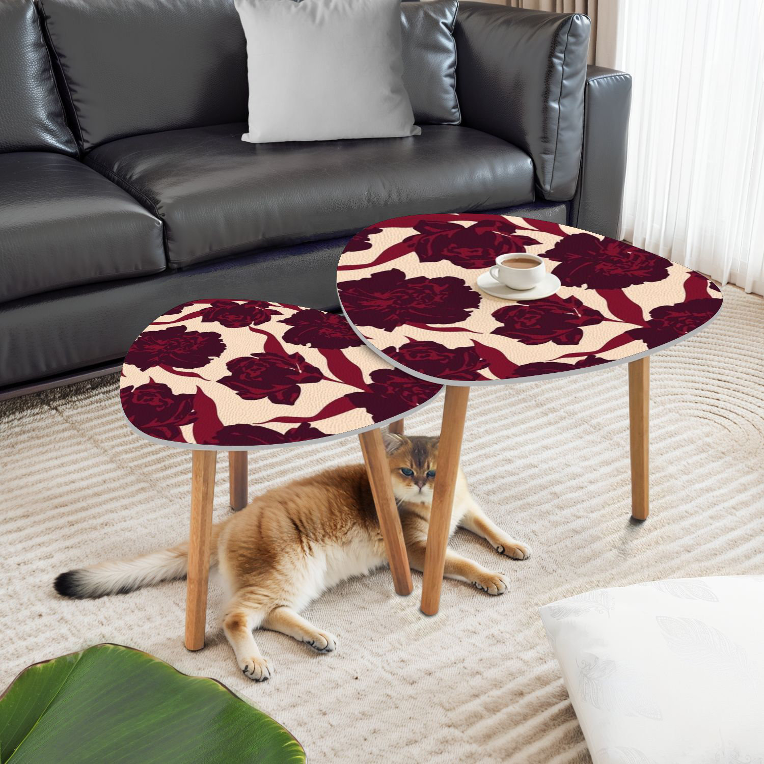 George Oliver Triangle Nesting Coffee Table Set of 2 Abstract big white ...