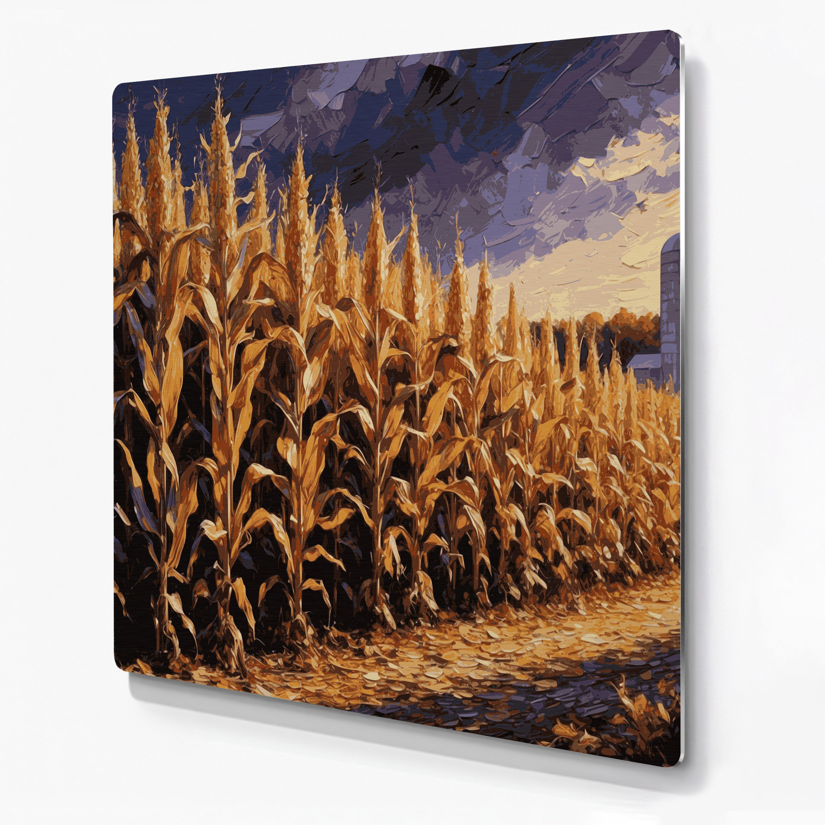 August Grove® Farm Fall Cornstalks Black Metal Wall Art | Wayfair