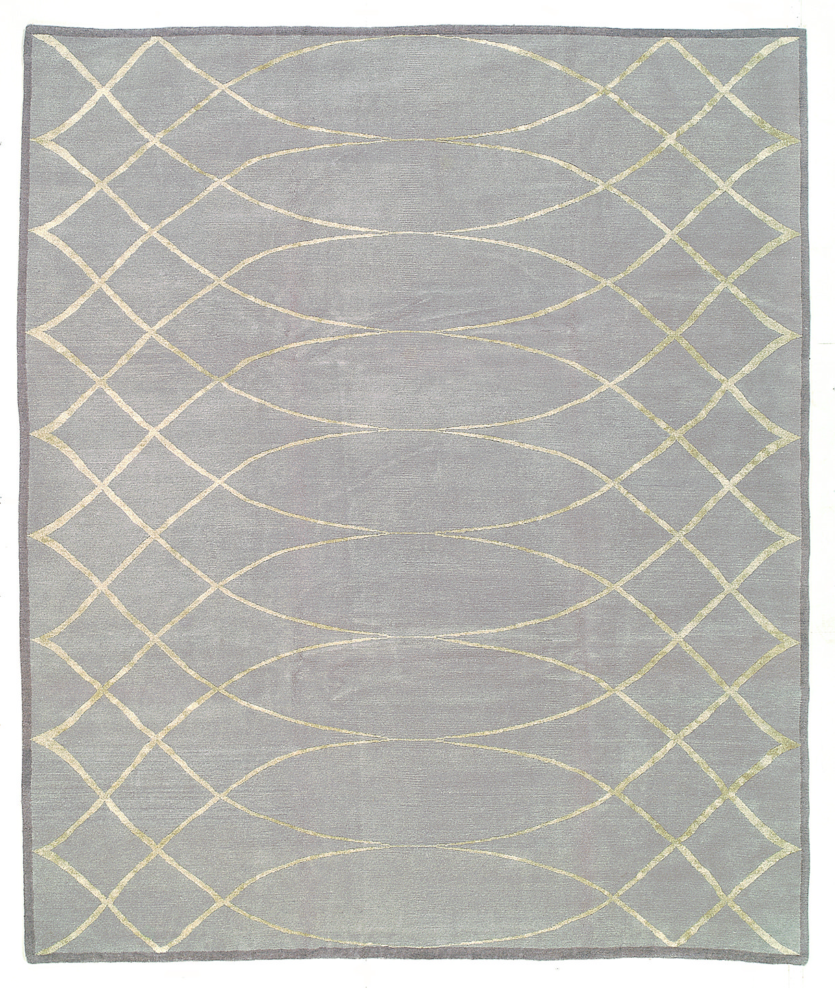 Tufenkian Designers Reserve Geometric Hand-Knotted Wool/Silk Gold/Gray ...