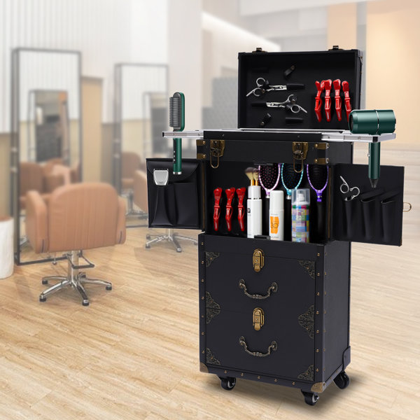 YaoTown Lockable Hairdressing Organizer Tool Box with Hair Dryer Holder ...