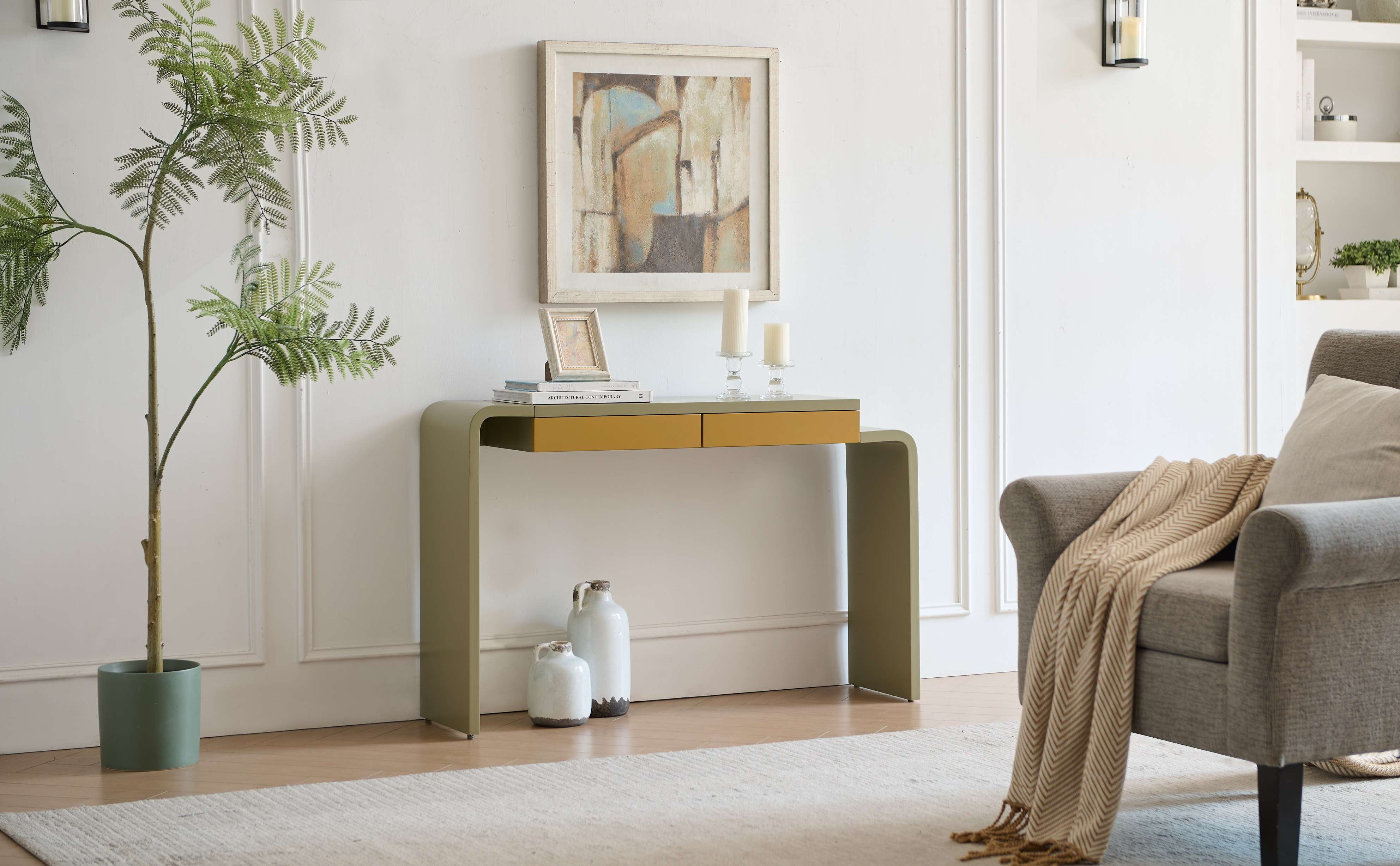 Latitude Run® Rounded Silhouette Console Table - Sofa Entryway Table ...