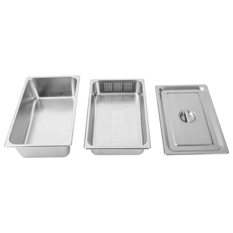 YYBUSHER 3 Pack Full Size Perforated Steam Pan with Lid | Wayfair