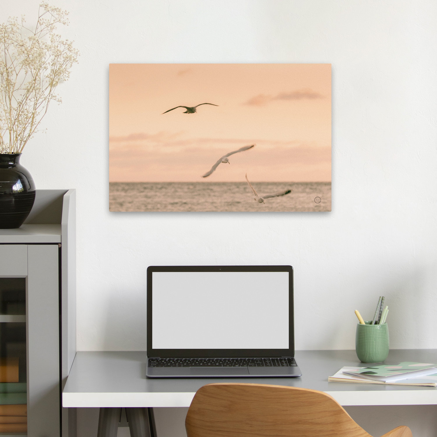 Dovecove Sunset Flocks Coastal Animal Blue Gray Bird Cloud | Wayfair