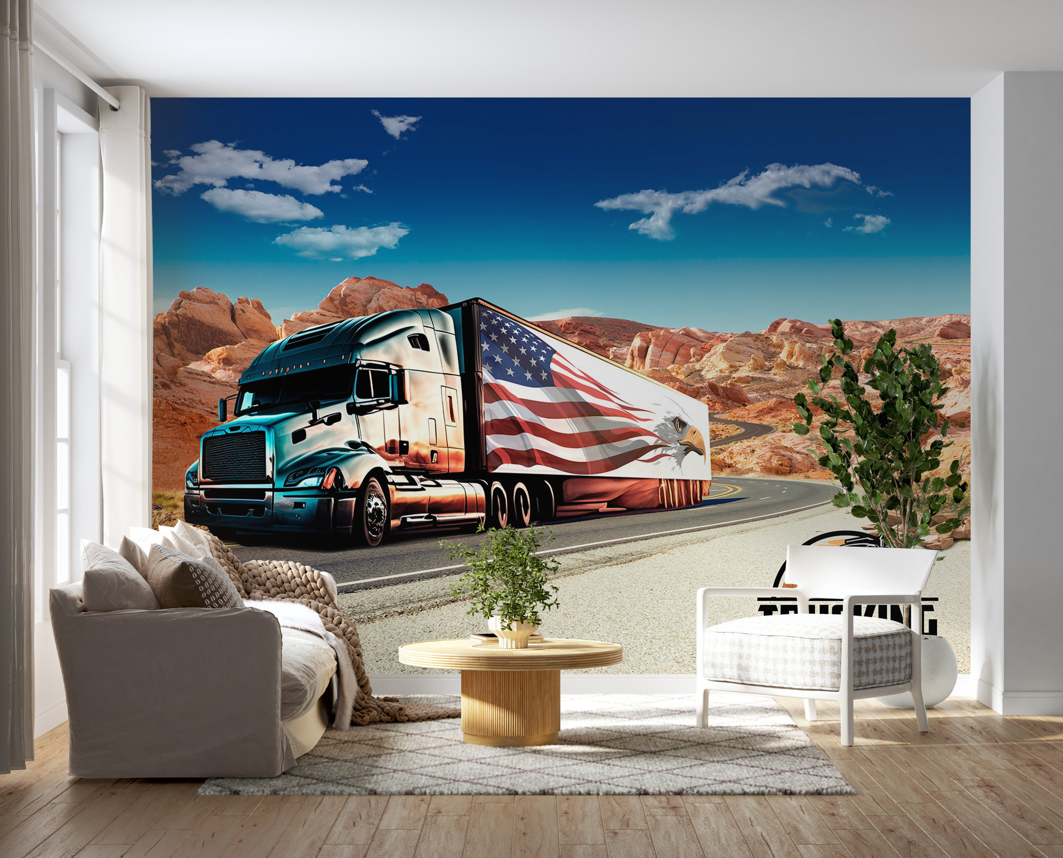 Millwood Pines Ashmita American Truck Peel & Stick Wall Mural | Wayfair