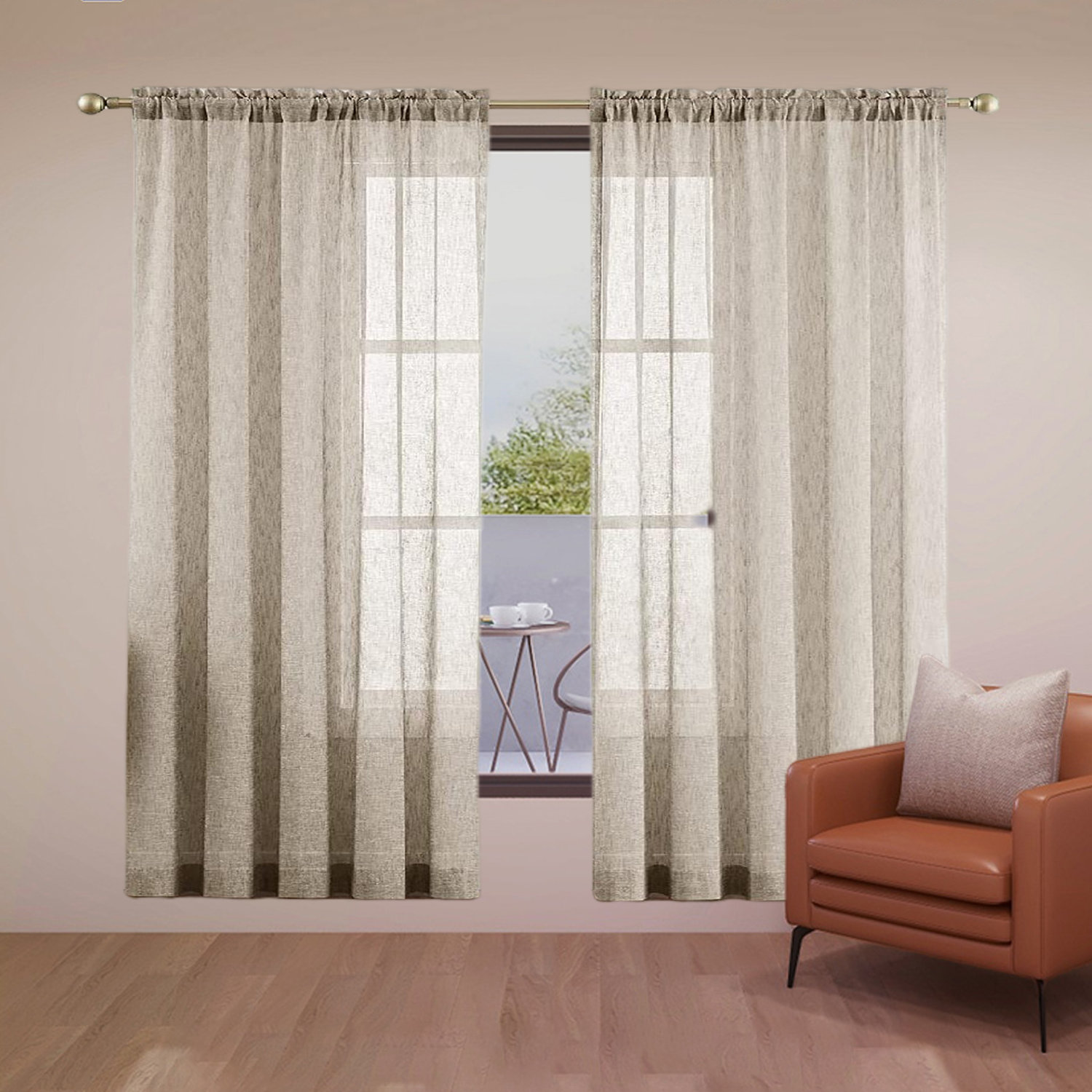 Gracie Oaks Marjan Linen Solid Colour Light Filtering Rod Pocket 2 ...