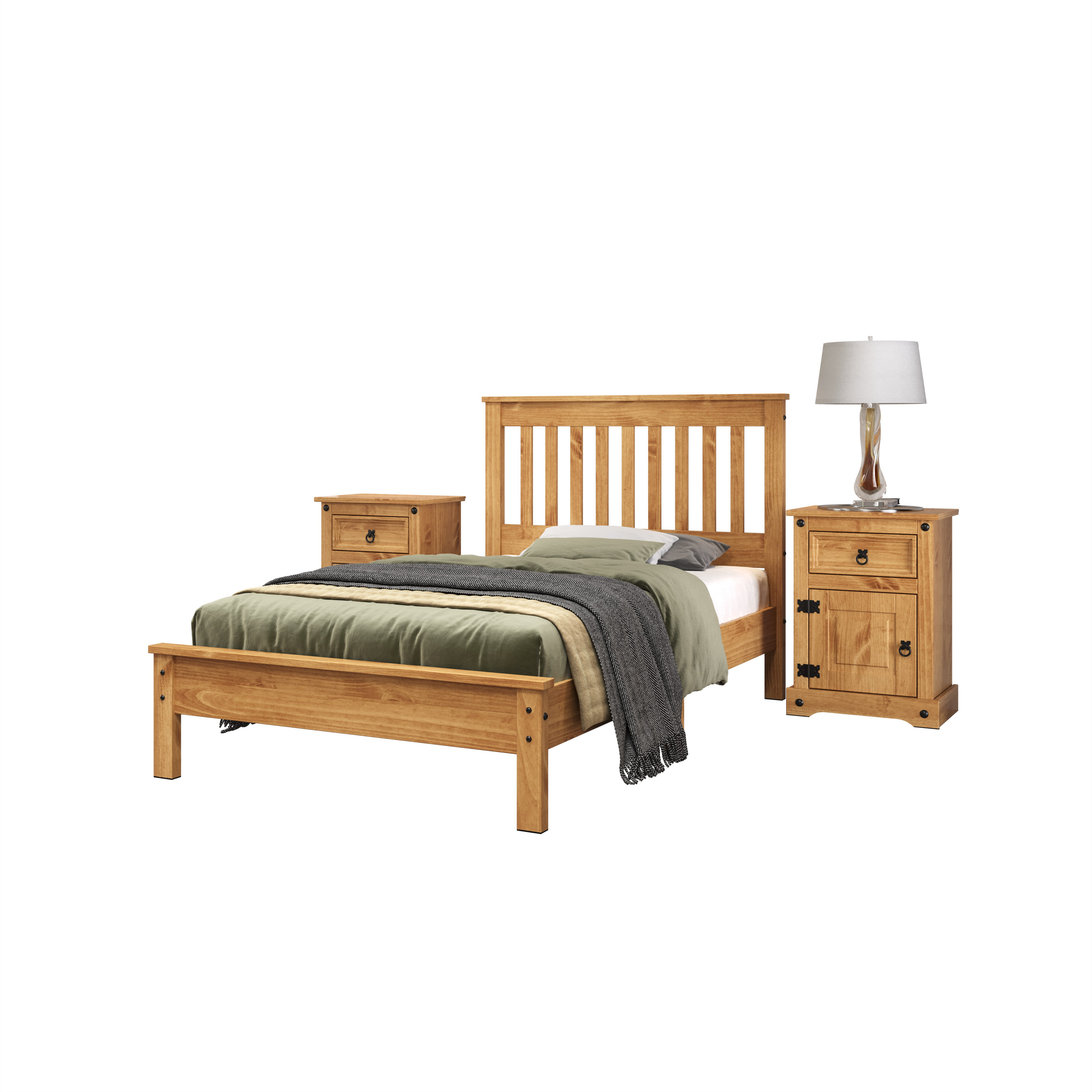 Millwood Pines Ophelia 3 Piece Bed And Nightstands Sets, Two 1 Door 1 ...