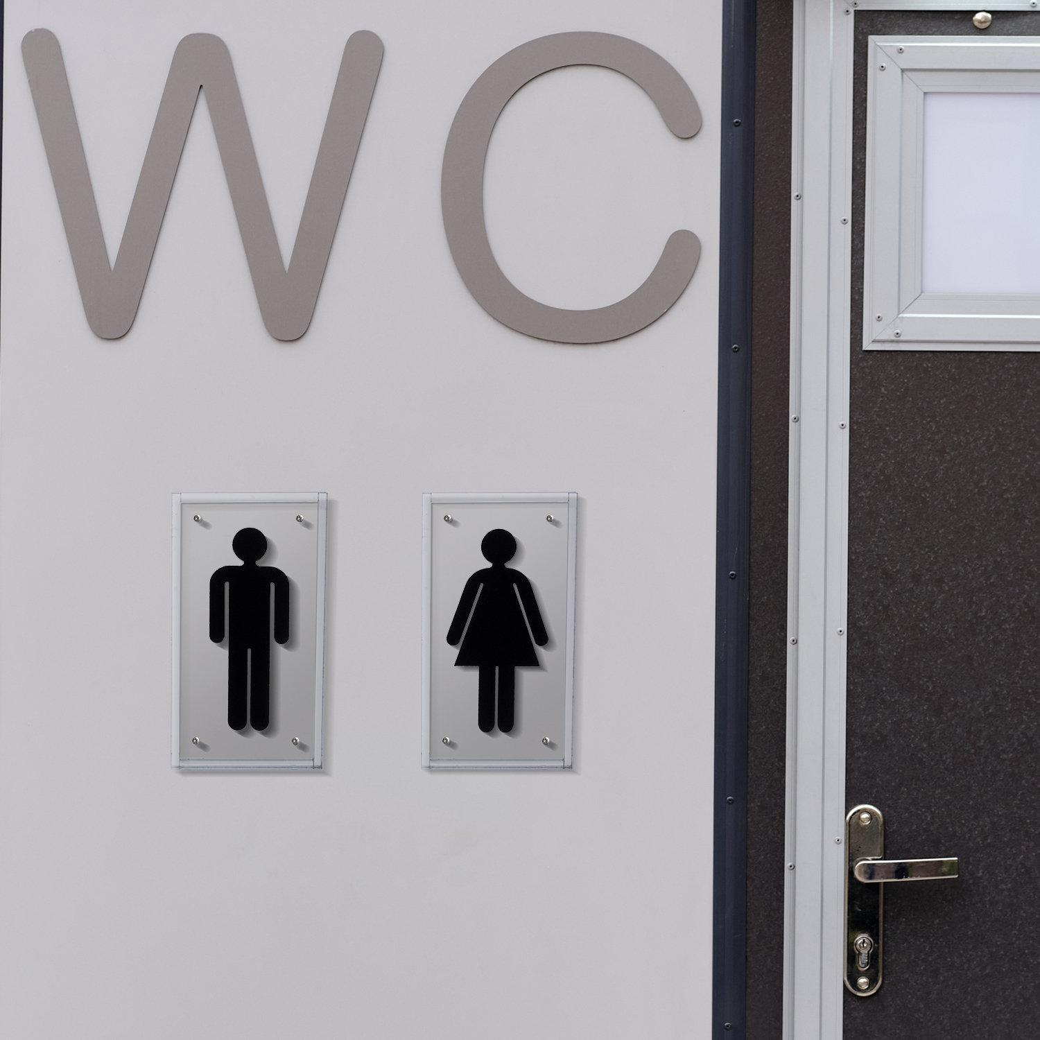 Ebern Designs 2 Piece Acrylic Restroom Bathroom Door Sign - Wayfair Canada