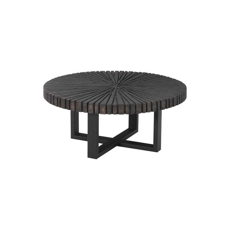 Phillips Collection Chainsaw Coffee Table, Round, Black Iron Cross Base ...