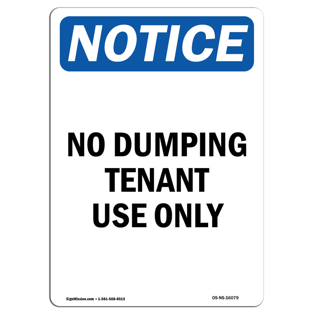 SignMission Notice - No Dumping Tenant Use Only Sign | Wayfair