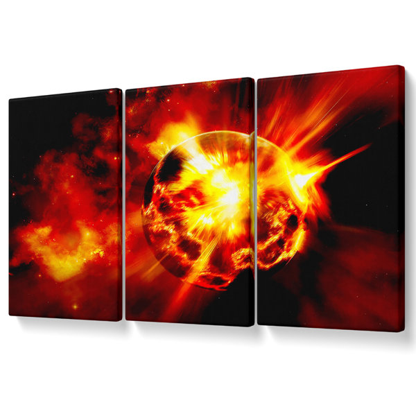 Ebern Designs The Suns Core - 3 Piece Wrapped Canvas Print | Wayfair.co.uk