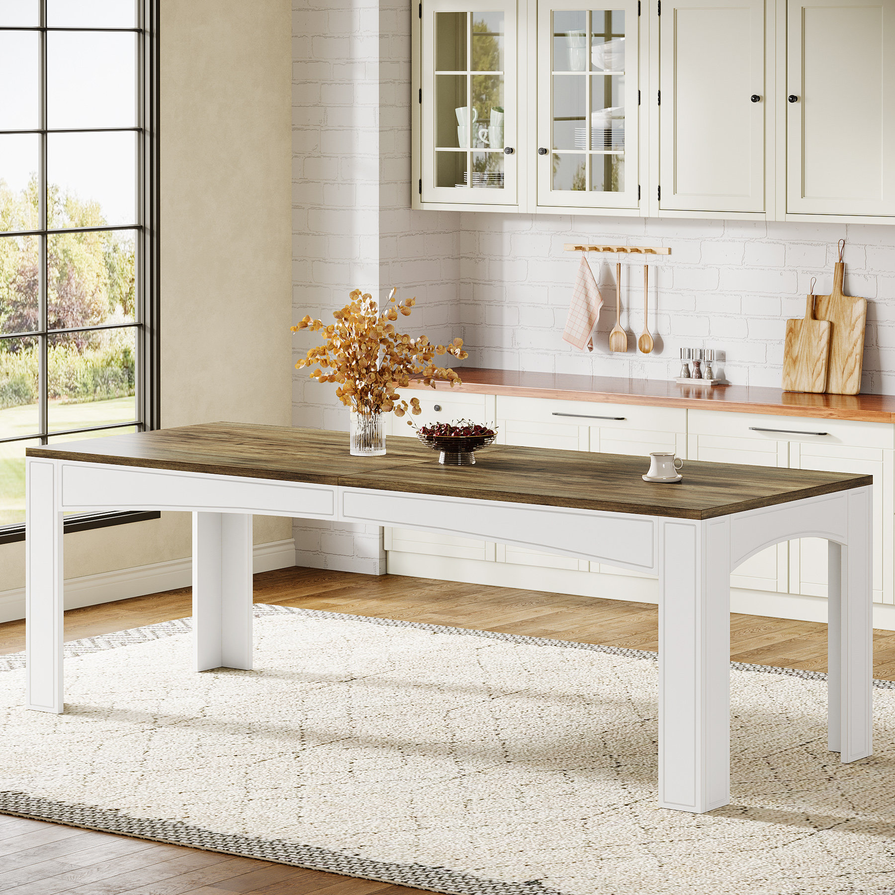 August Grove® 78.7'' Farmhouse Dining Table, Rectangular Wood Kitchen ...