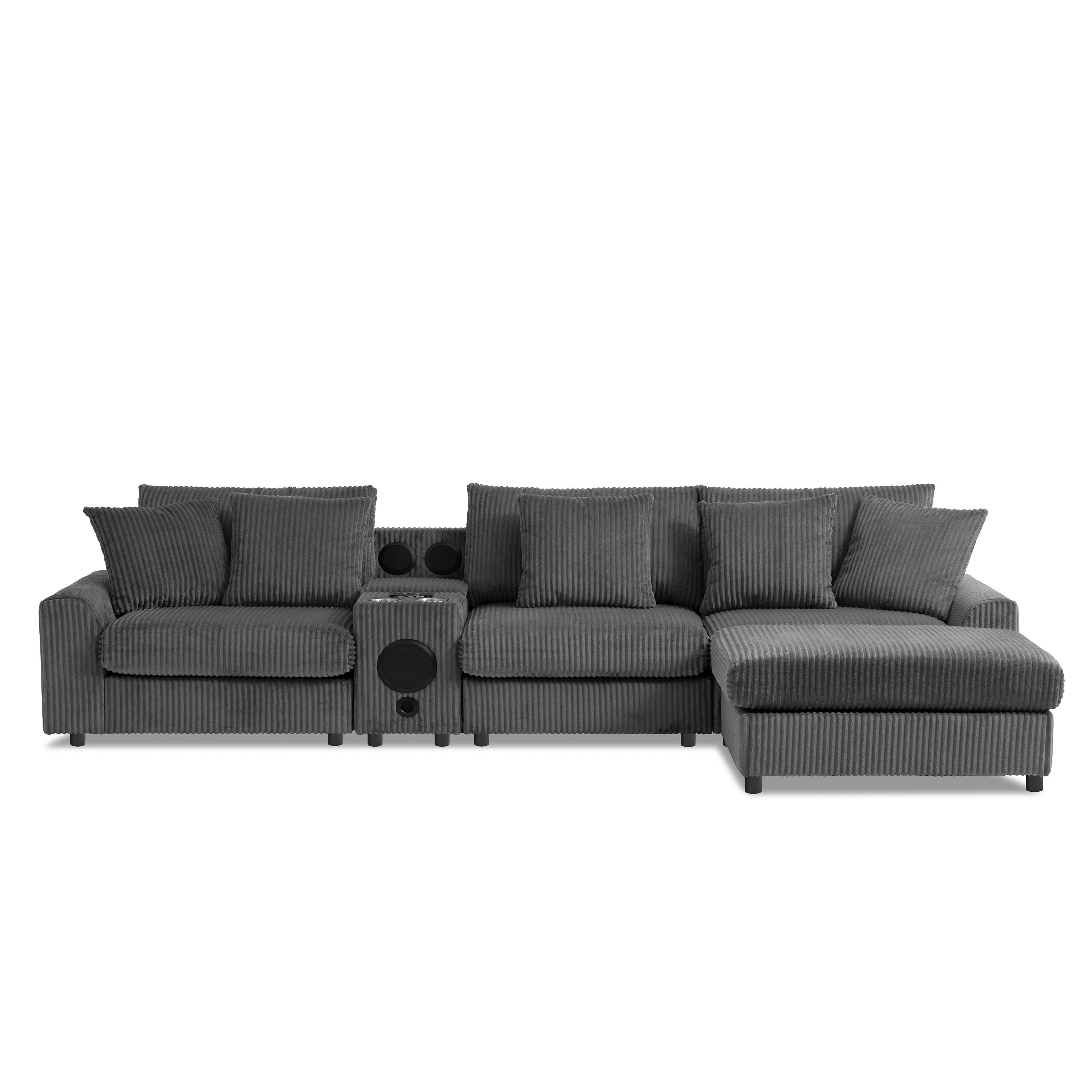 Latitude Run® Karfi 114'' L Shaped Couch With Console, Corduroy ...
