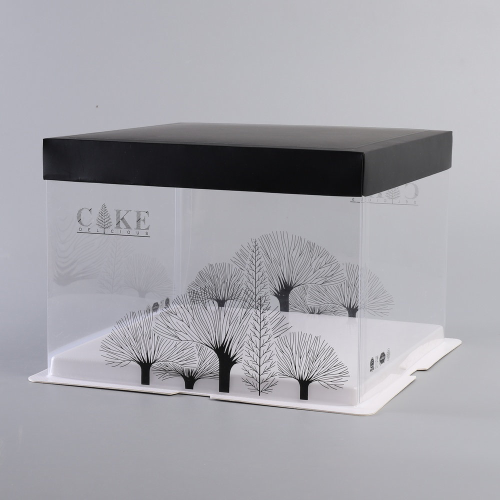 Restaurantware Sweet Vision Square Clear Plastic Cake Box - Black Lid ...