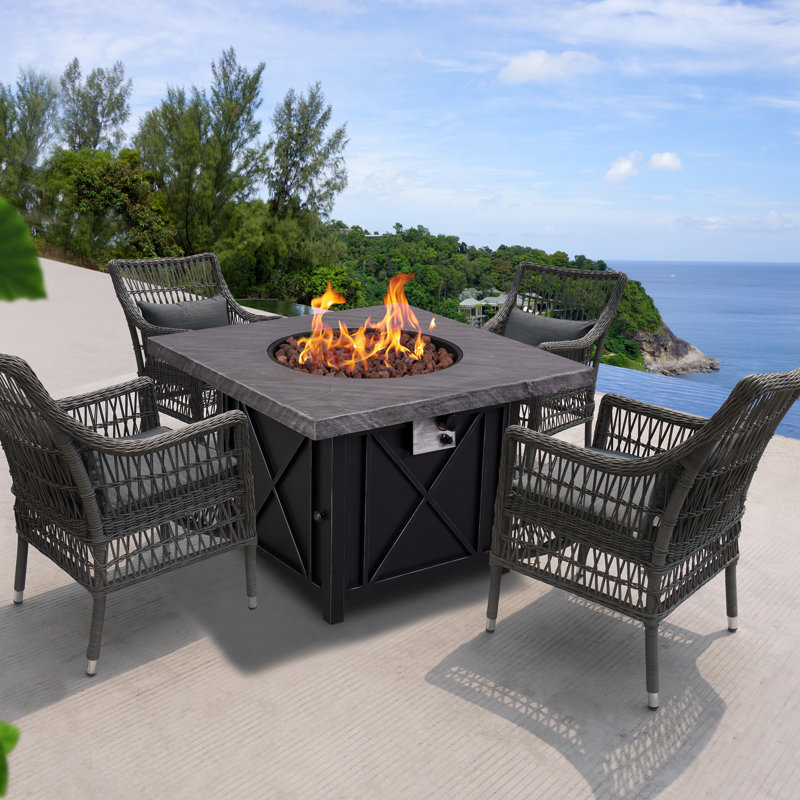 Red Barrel Studio Nodra 24.5 H 50000 BTU Outdoor Gas Fire Pit Table ...