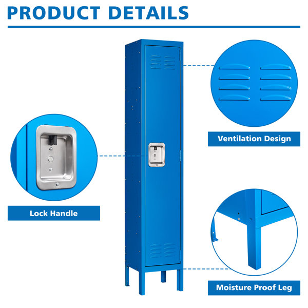 Steelcube Metal 1 - Tier 12'' Gym & Locker Room Locker with Padlock ...