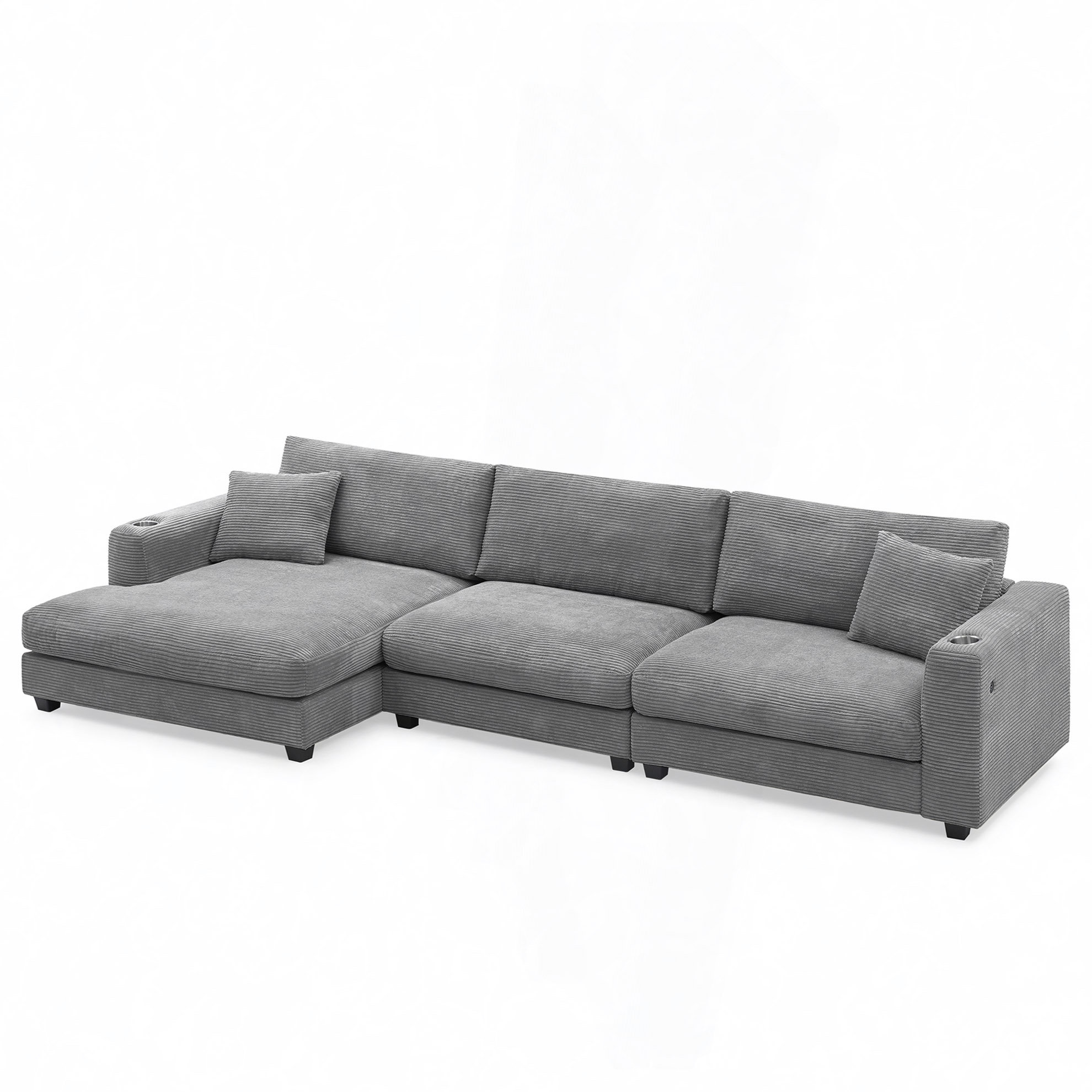Mercer41 134*54" Oversized Corduroy Sectional Sofa,L Shaped Cloud Couch ...