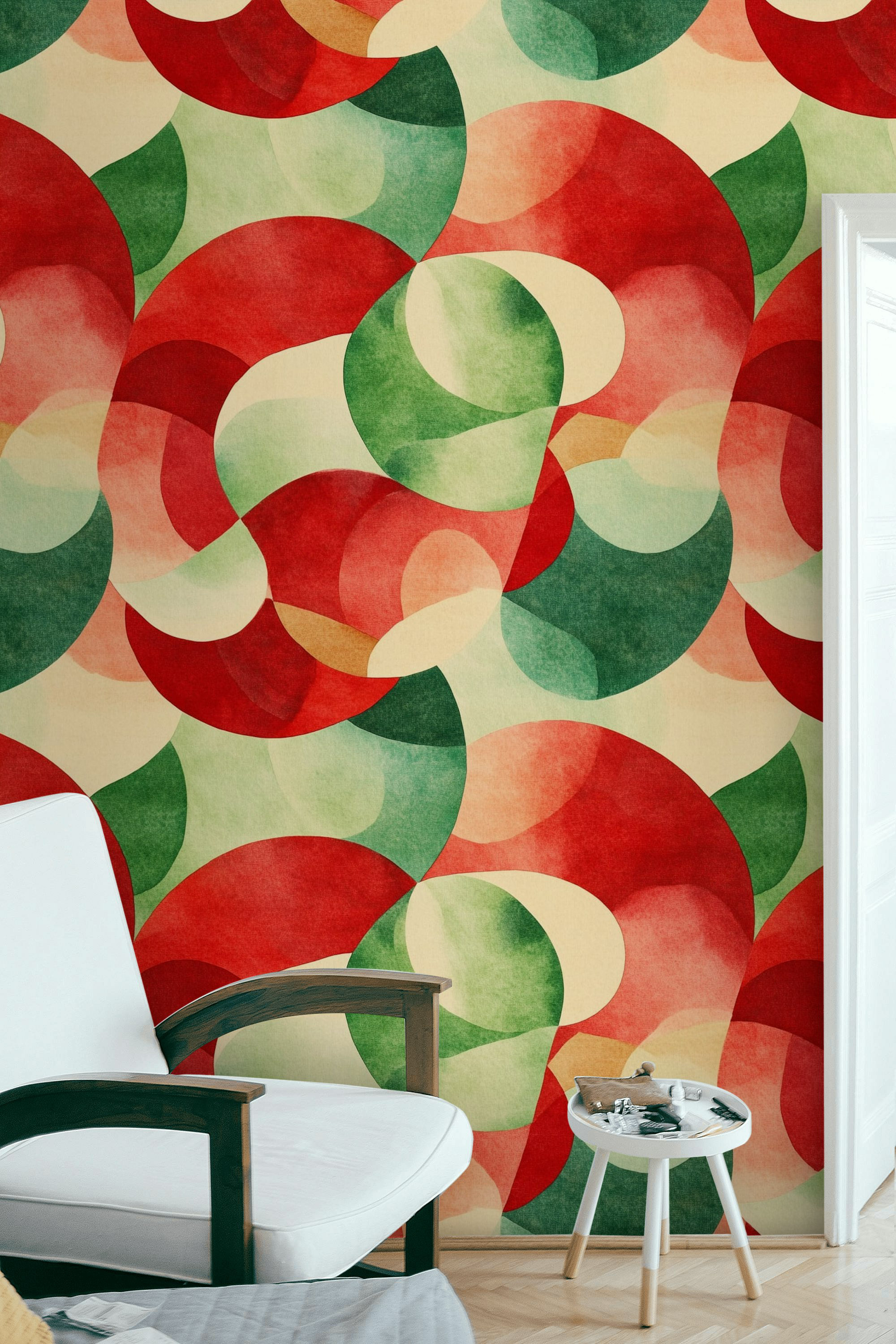 Charlton Home Retro Geometric Curves Wallpaper Mid-Century Modern ...