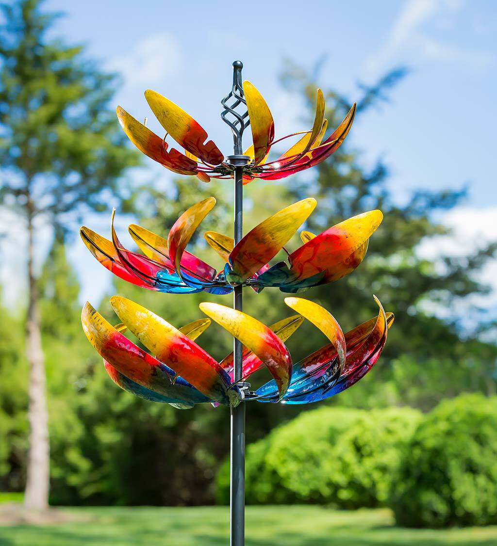Arlmont & Co. Vincenzo 84"H 3 Tier Wind Spinner, Primary Color Ombre ...