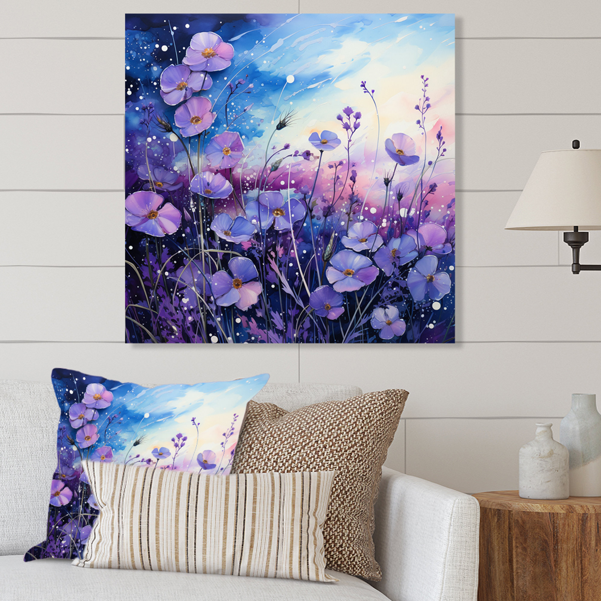 Winston Porter Violets Field Pointillism Dot III - Floral Metal Wall Decor | Wayfair
