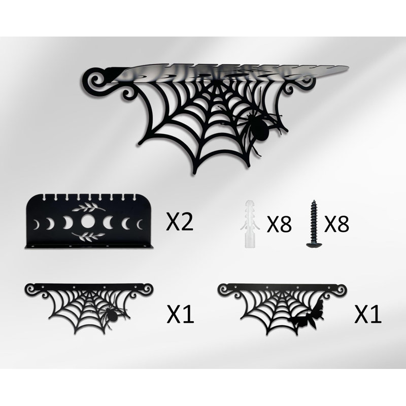The Holiday Aisle® 2PC Gothic Metal Spiderweb Shelves | Wayfair