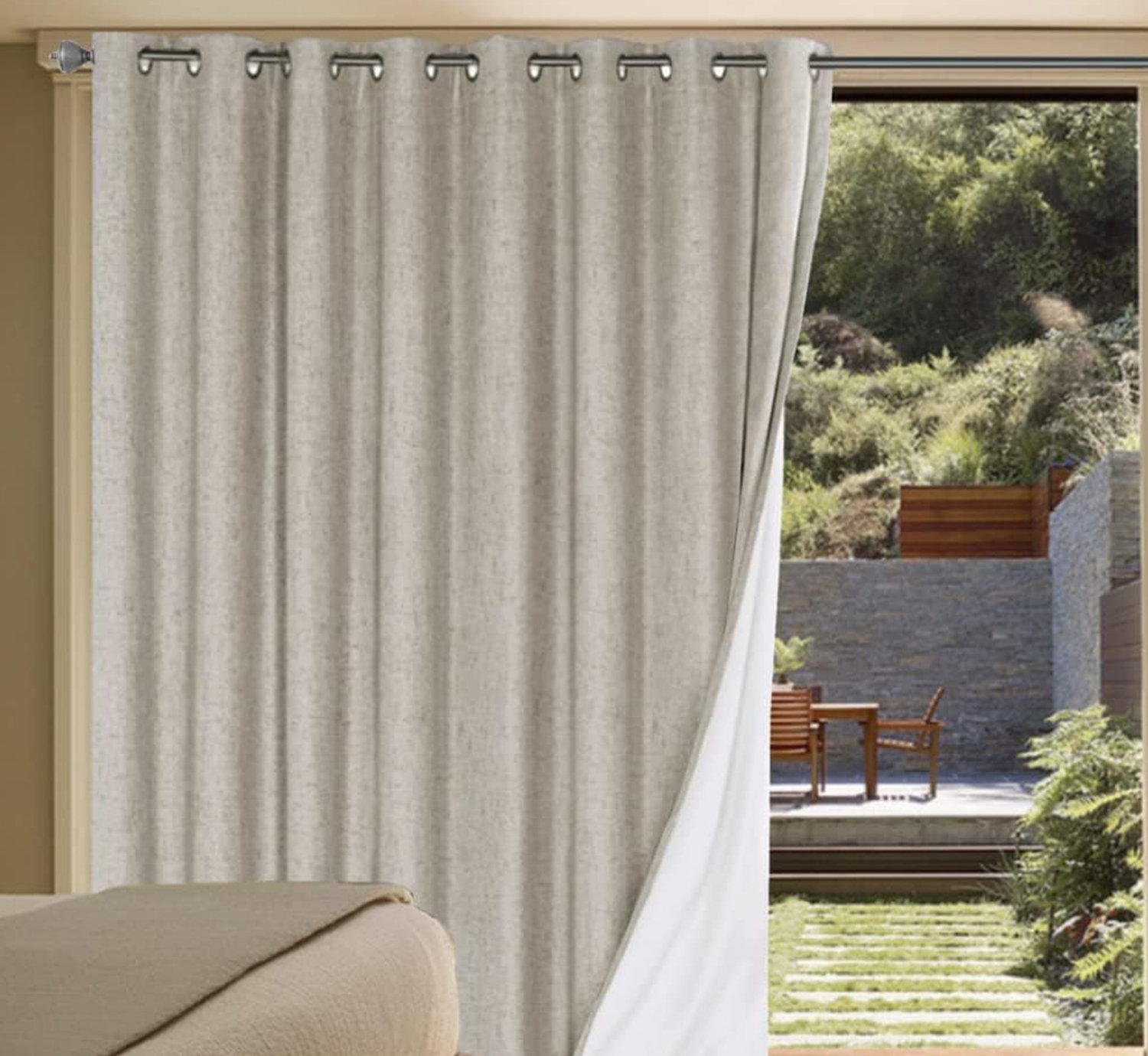 Hokku Designs Linen Blackout Durable Thick Textured Patio Door Curtain ...