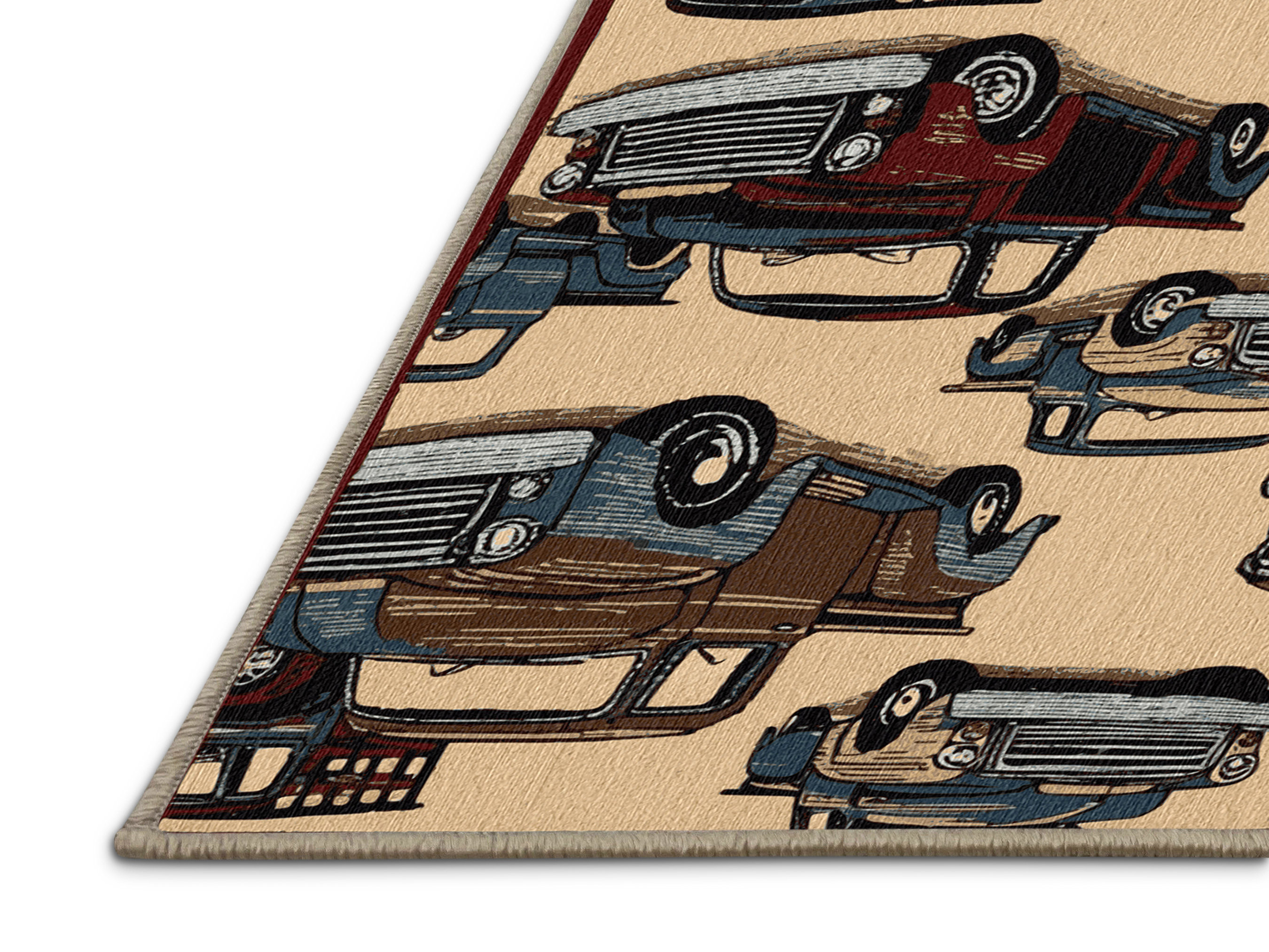 One Allium Way® Washable Old Pickup Trucks Farm Area Rug | Wayfair
